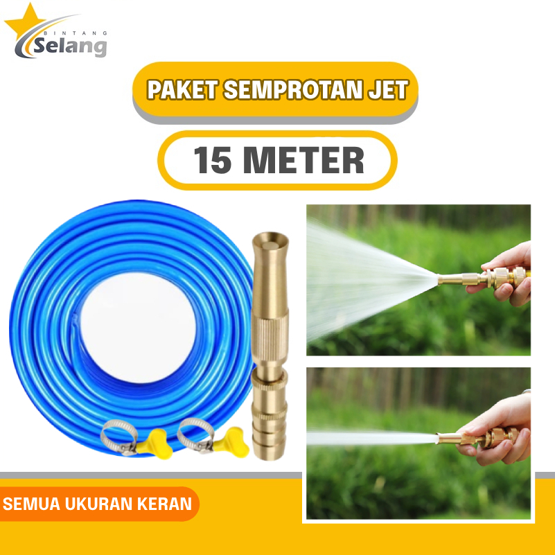 Jual BINTANG Selang Air Cuci Motor 1/2 Inch 15 Meter Sepaket Selang Elastis DOP Dengan Watergun ...