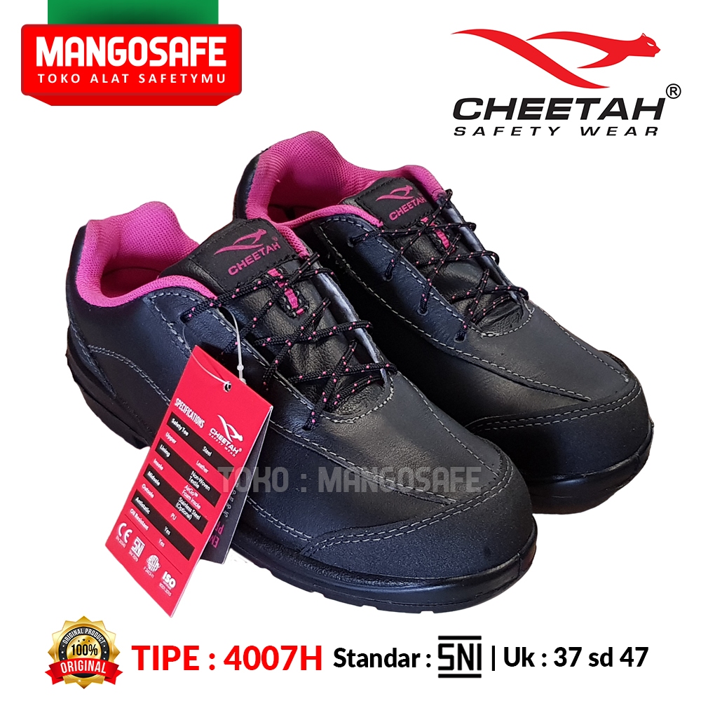 Jual Sepatu Safety Pendek Wanita Bertali Hitam Cheetah 4007H / Women ...