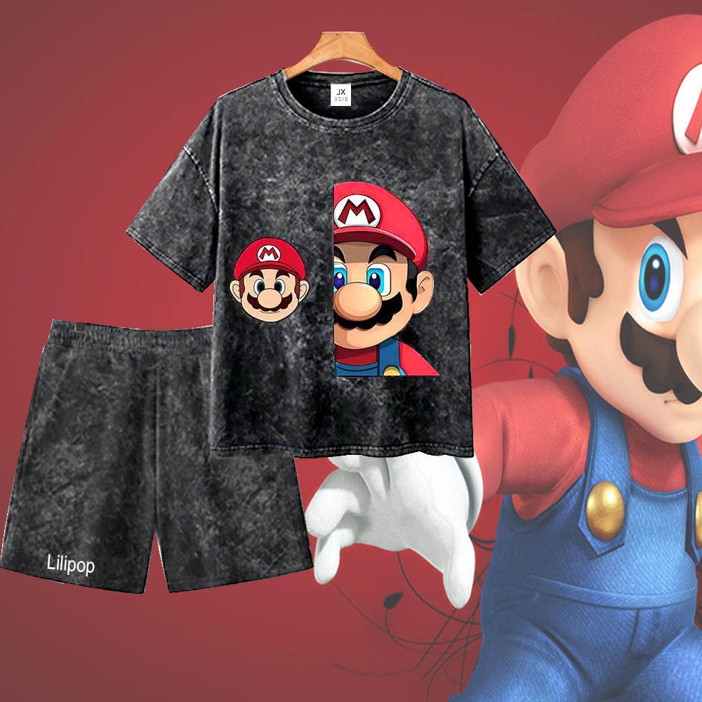 Jual COD Stelan Wash Anak Unisex Super Mario/Luigi One set Anak Stone ...
