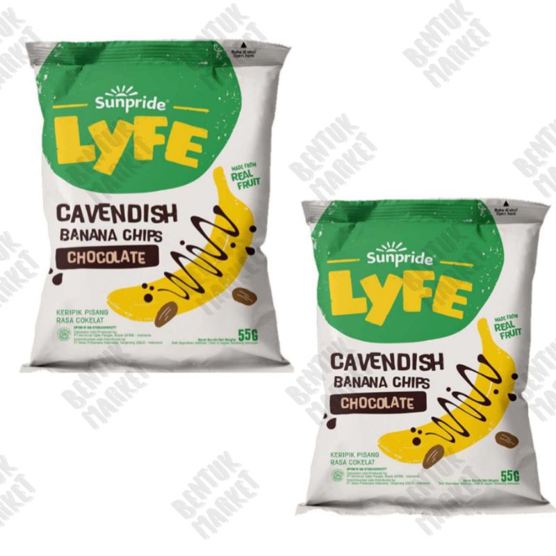 Jual SUNPRIDE LYFE Cavendish Banana Chips Chocolate 55gr / Keripik ...