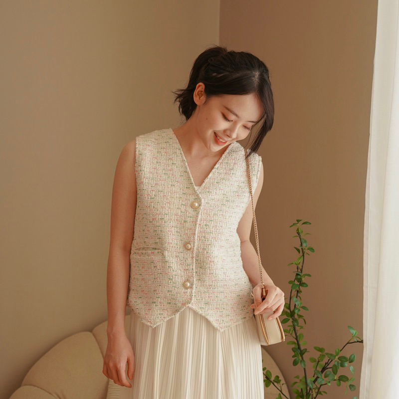 Jual HEJE - DALRAE 달라 Tweed Vest | Shopee Indonesia