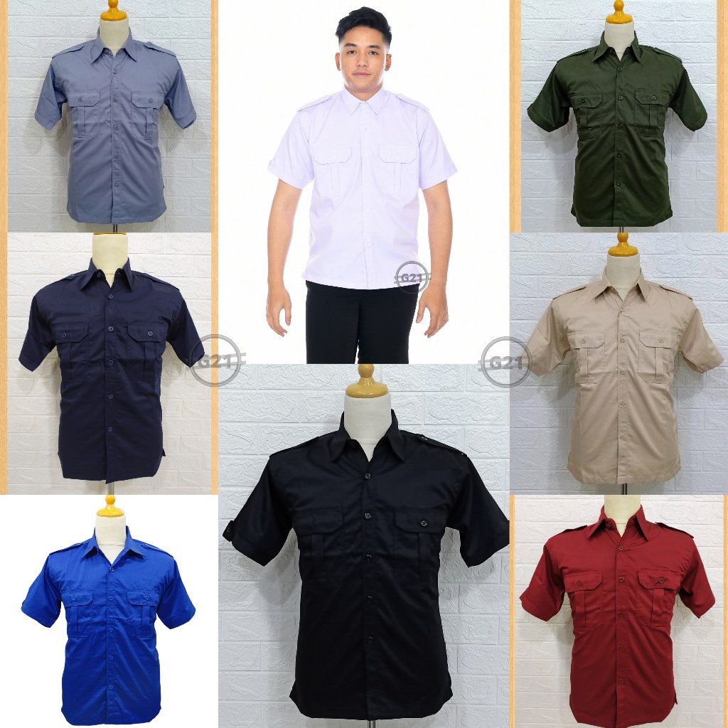 Jual Kemeja PDH PDL PNS Putih Hitam Pria Lengan Pendek Kerja Kantor ...