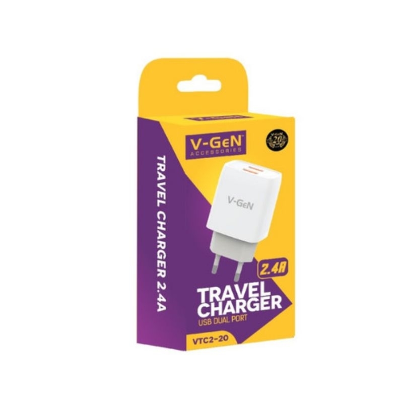 Jual KEPALA CHARGER VGEN VTC2-20 2.4A USB DUAL PORT | Shopee Indonesia