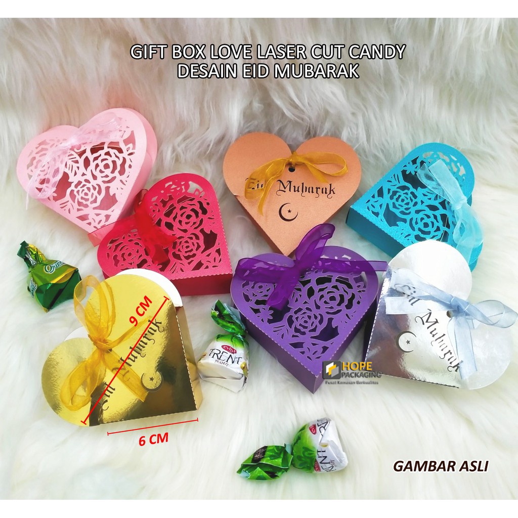 Jual HEMAT Harga 5 Pcs Kemasan Gift Box Lebaran Love Laser Cut Candy ...