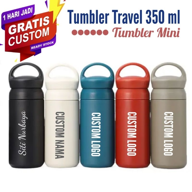 Jual Tumbler Travel Mini 350 ml Stainless steel + GRATIS CUSTOM LOGO ...