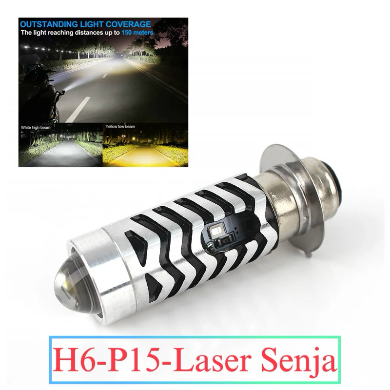 Jual Lampu utama Led H6 laser jauh dekat putihkuning plus senja biru LAMPU LED DEPAN MOTOR H6 ...