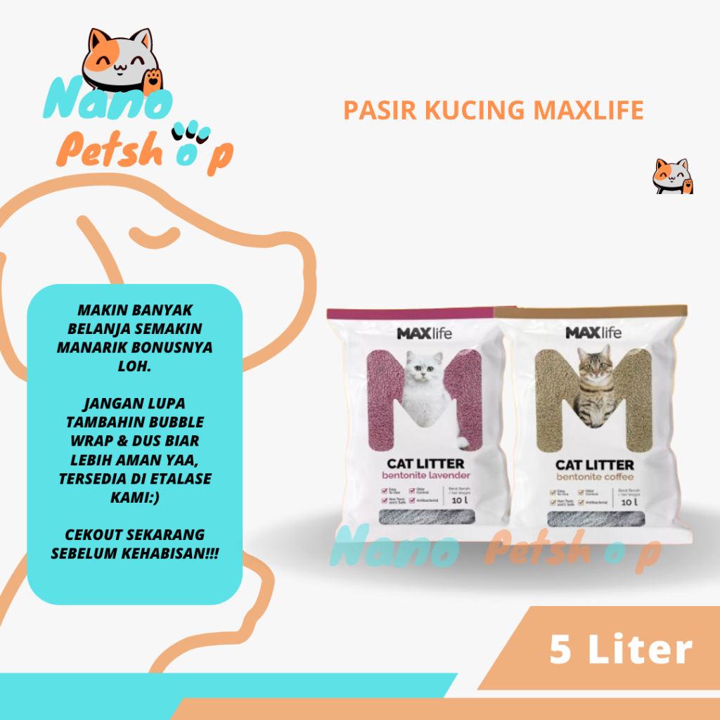 Jual Pasir Kucing - Pasir Maxlife Gumpal Wangi 5 Liter all varian ...
