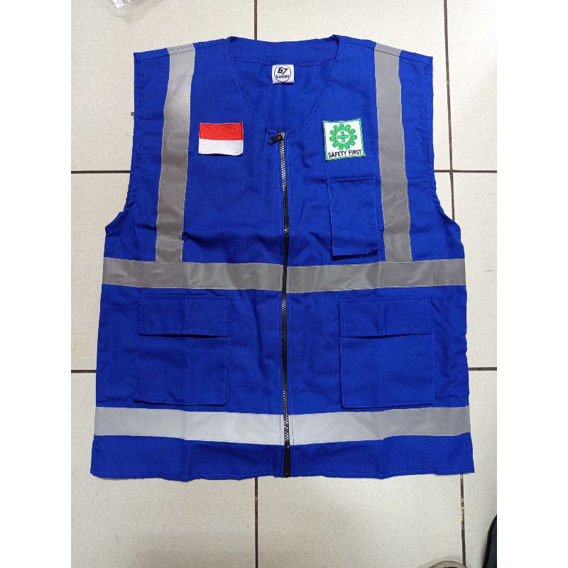Jual Rompi Safety Bahan Drill/ rompi proyek warna biru bca + logo ...