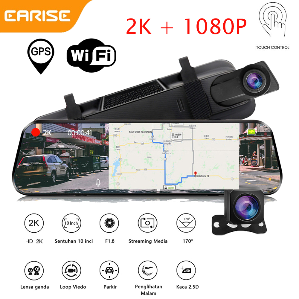 Jual EARISE Dashcam Mobil WIFI 2K 10 Inch Layar Sentuh IPS Night Vision ...