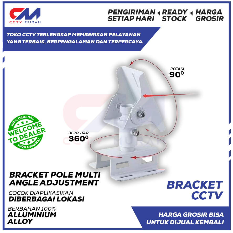 Jual Bracket CCTV Tiang Pole Mounting Dome / Outdoor Besi + Klem Ring ...