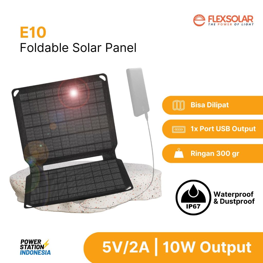 Jual Portable Solar Panel Lipat FlexSolar 10W E10 | Foldable USB Solar ...