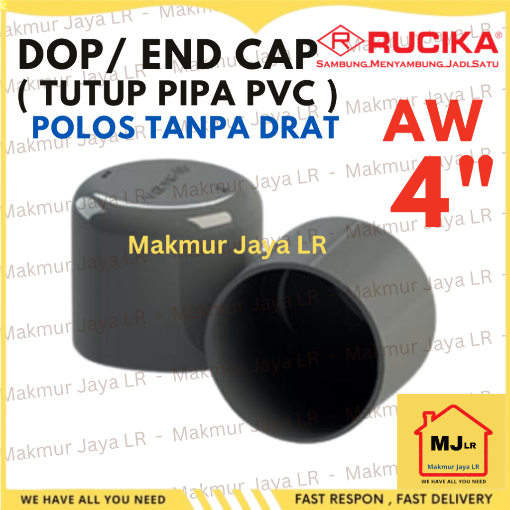 Jual END CAP / DOP 4" 4 inch AW RUCIKA Tutup Pipa PVC Polos Tanpa Drat ...