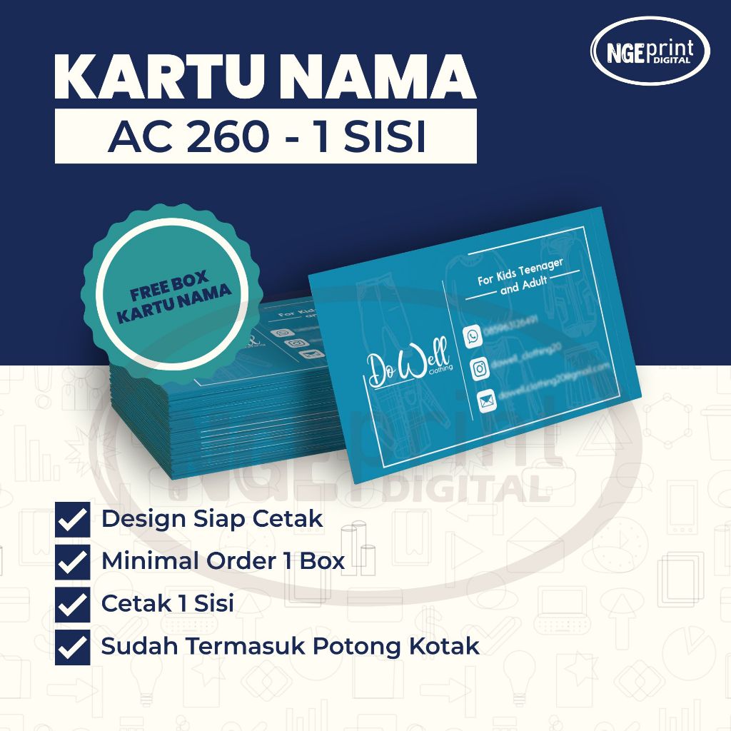 Jual [100 PCS] Cetak Kartu Nama 1 Sisi / Kartu Nama Per Box / Business ...