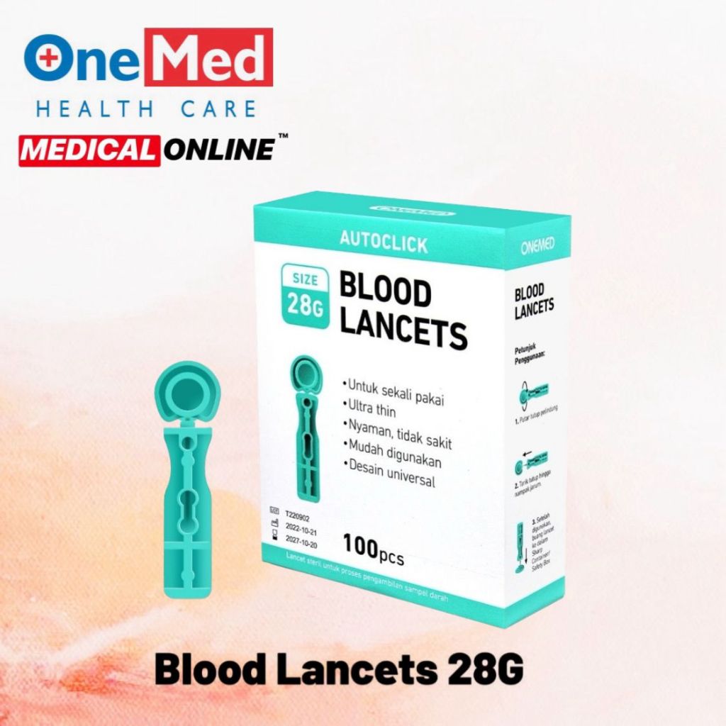 Jual BLOOD LANCET AUTOCLICK ISI 100 ONEMED JARUM LANSET LANCING MEDICAL ONLINE MEDICALONLINE ...