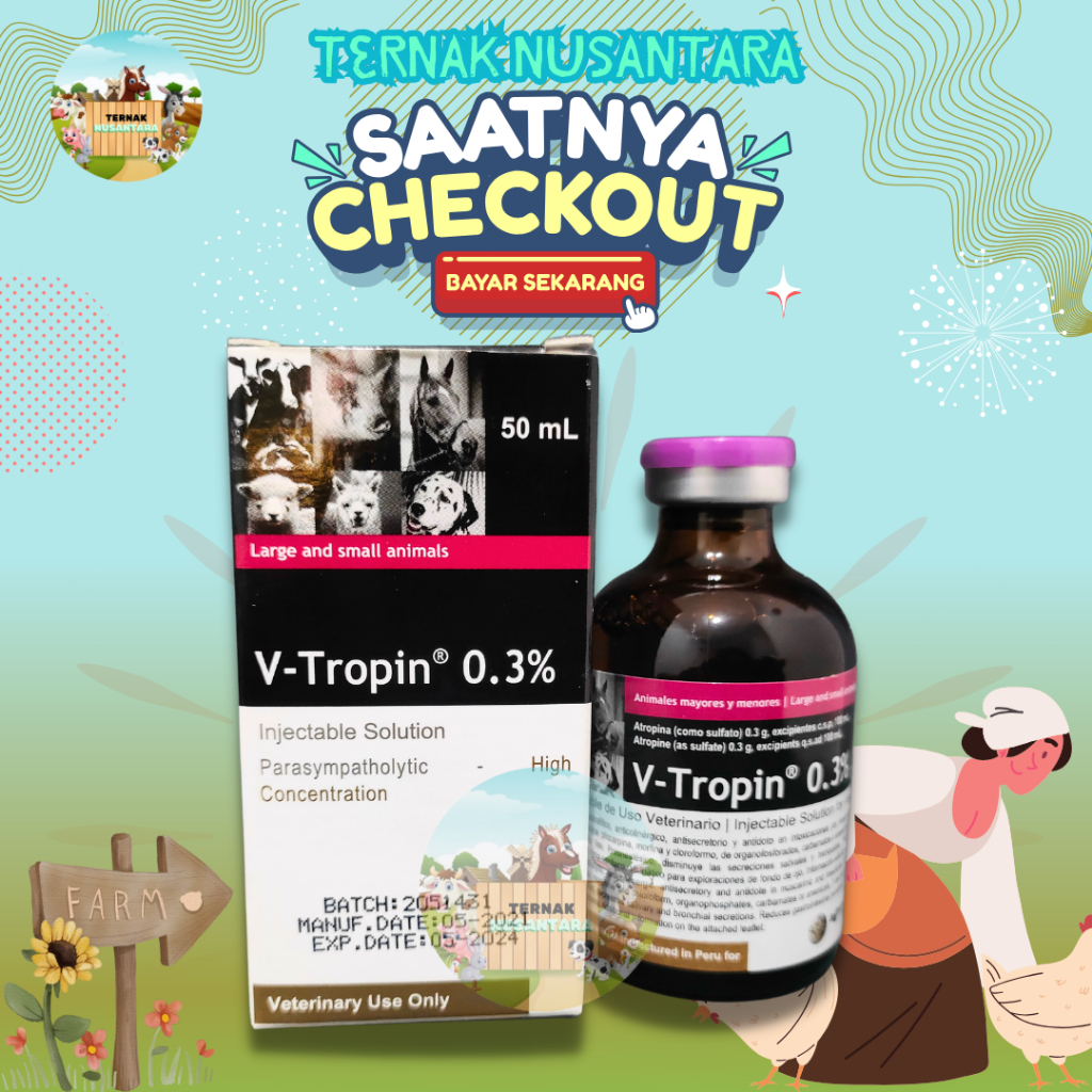 Jual V TROPIN 0.3% (Atropin injeksi untuk hewan) 50 ml - Atropin Hewan ...
