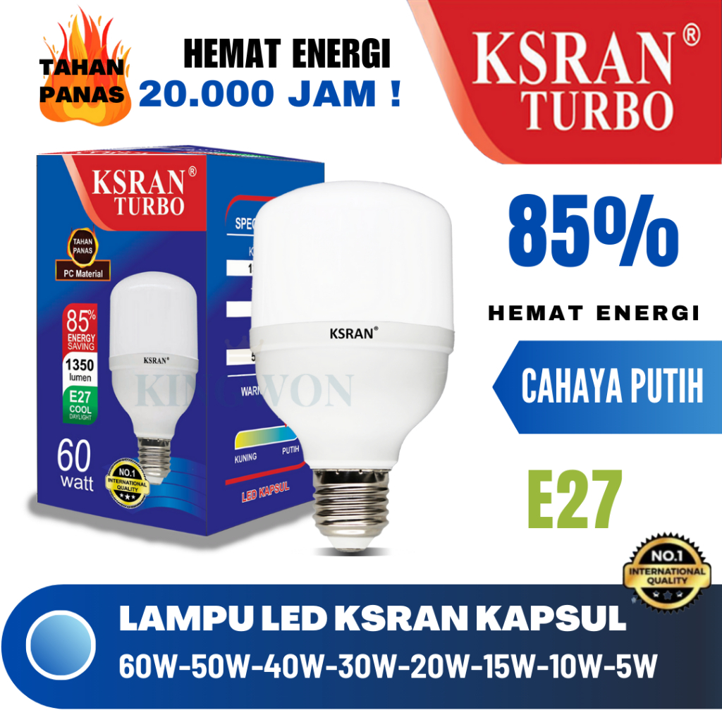Jual LAMPU LED BOHLAM JUMBO 5W 10W 15W 20W 30W 40W 50W 60W TERANG PUTIH LAMPU TABUNG SNI KSRAN ...