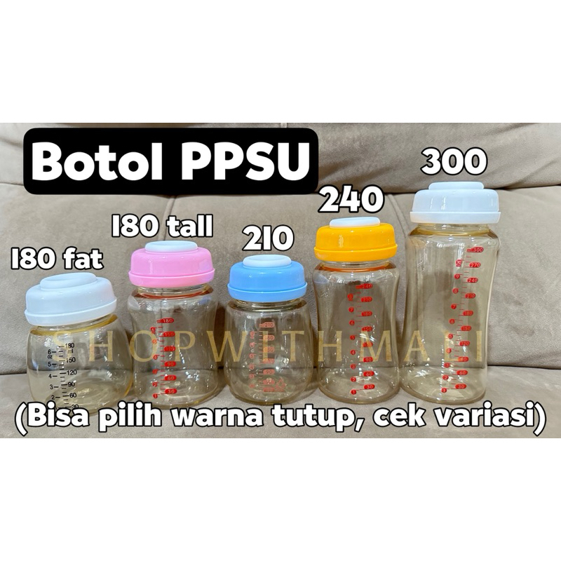 Jual BOTOL SUSU PPSU Milk Storage Bottle dengan TUTUP BOTOL Wide Neck Penampung Penyimpanan Asip ...