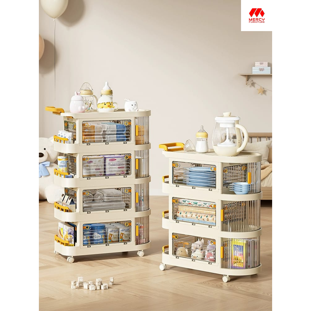 Jual Mercy 832 Rak Troli Lipat Bayi Roda 4 Susun Rak Penyimpanan Serbaguna Troli Penyimpanan ...