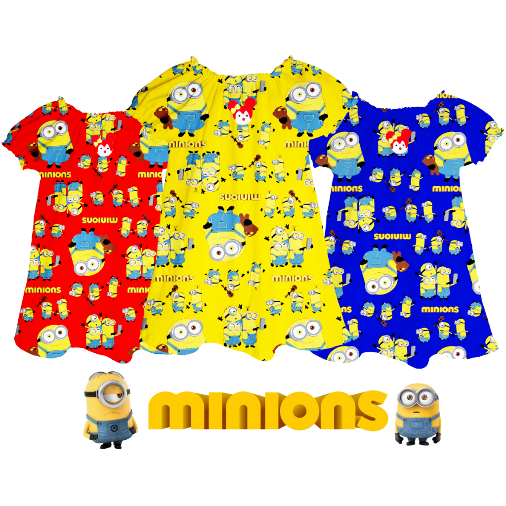 Jual Daster Anak Minion Printed 1 - 8 Tahun Viral Model Tangan / Dress ...