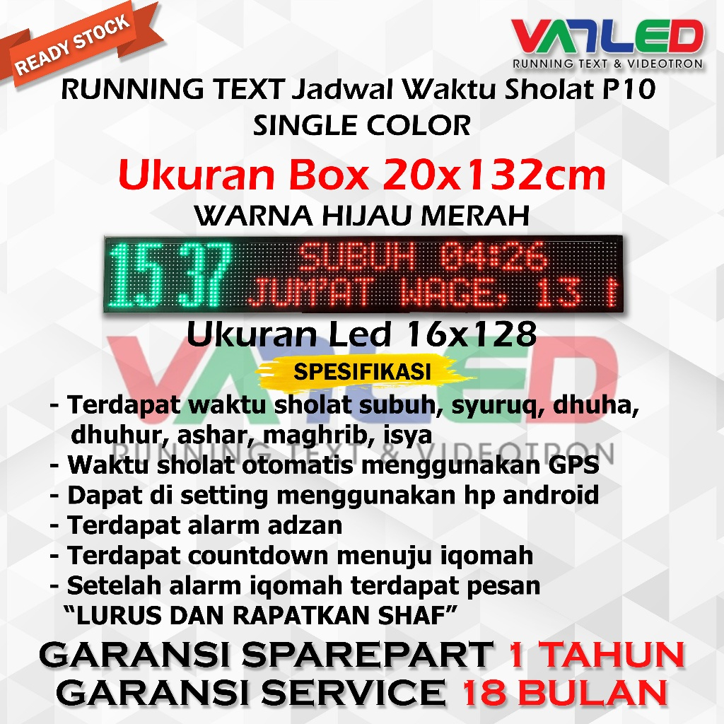 Jual Jam Sholat Masjid Running Text JWS Jadwal Shalat Solat Digital ...