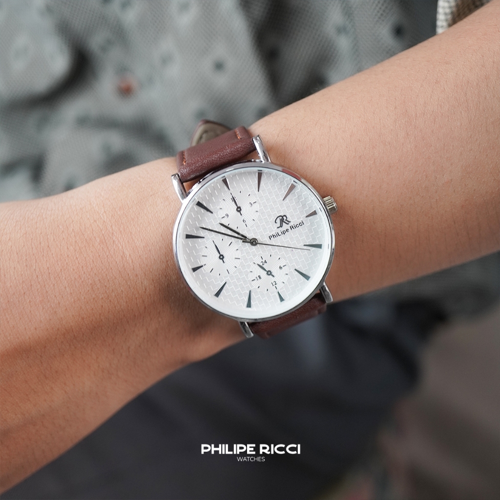Jual PhiLipe Ricci Jam Tangan Pria Kulit Hitam Simple Original Terbaru ...