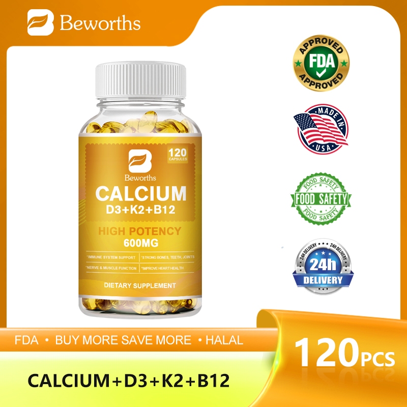 Jual Beworths Calcium Vitamin D3 5000IU + K2 100mcg + B12 1000mcg 120PCS | Shopee Indonesia