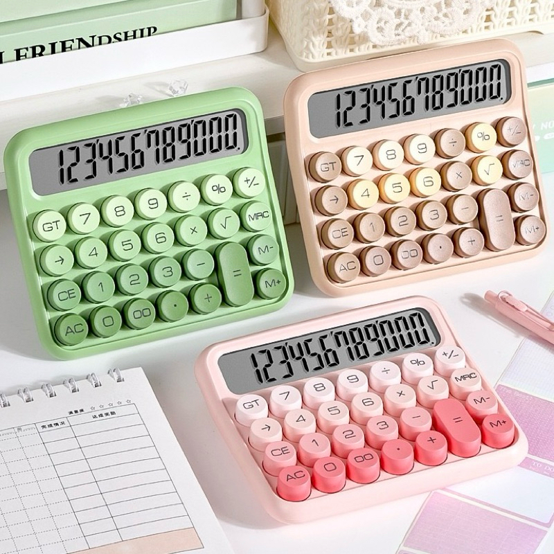 Jual colorful mechanical calculator retro kalkulator timbul imut warna ...