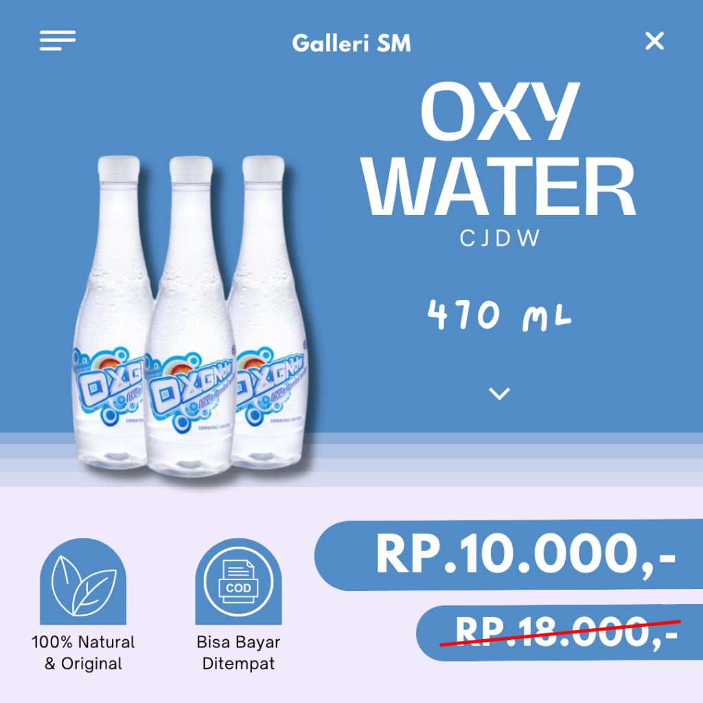 Jual Oxy Water Air Minum Oksigen Tinggi 470 ml CJDW Network Oxygn-dw ...