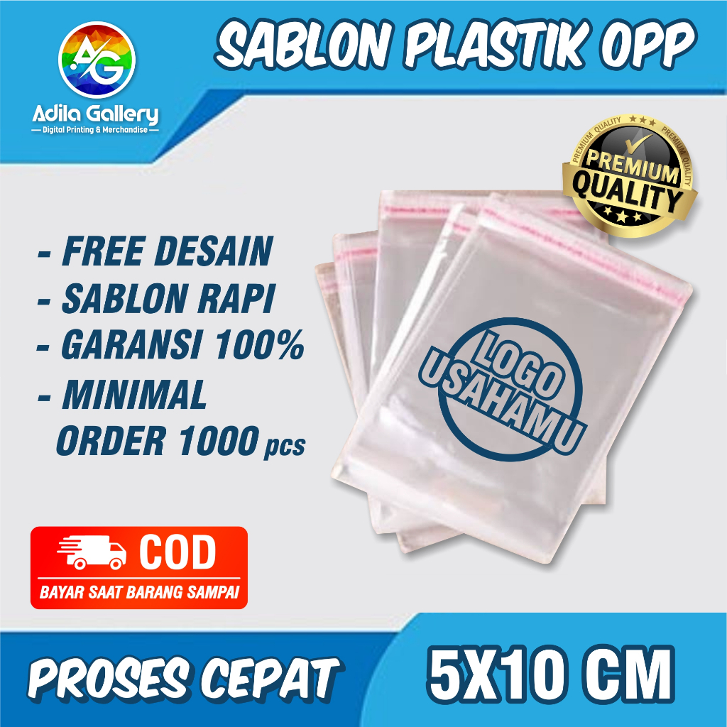 Jual Paket 1000pcs SABLON PLASTIK OPP JUMBO / PLASTIK KEMASAN / PLASTIK ...