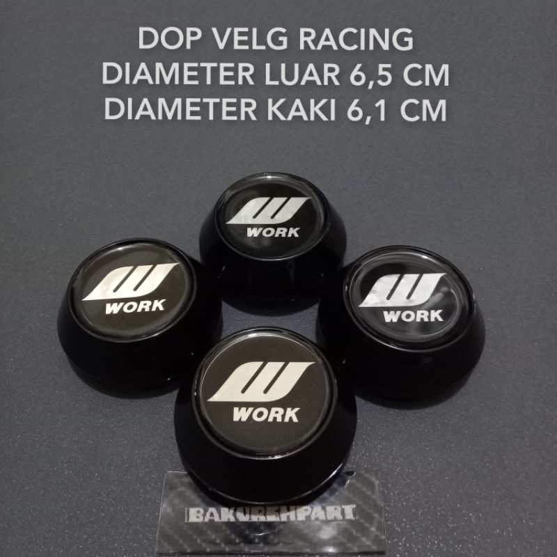 Jual Dop roda tutup velg mobil racing logo plat hitam tulisan WORK ...