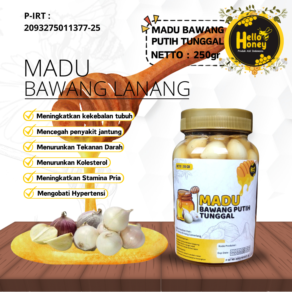 Jual Hello Honey - Madu Bawang Putih Tunggal Asli Premium 250 Gram ...
