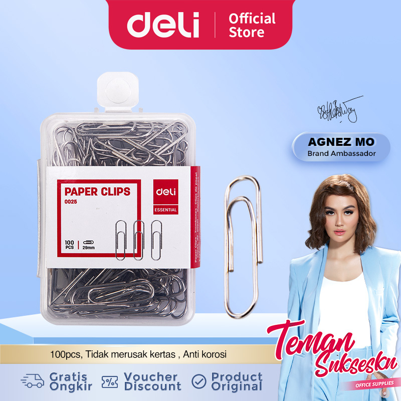 Jual Deli E0025 Office Consumable/Paper Klip Paper Clips 29mm | Shopee ...