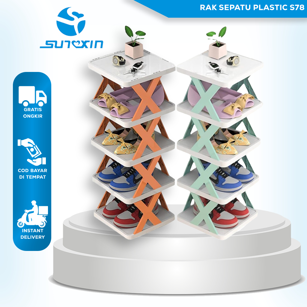 Jual SUNXIN- Rak Sepatu plastic S78/ Tempat Sepatu 5/6/7 Susun | Shopee ...