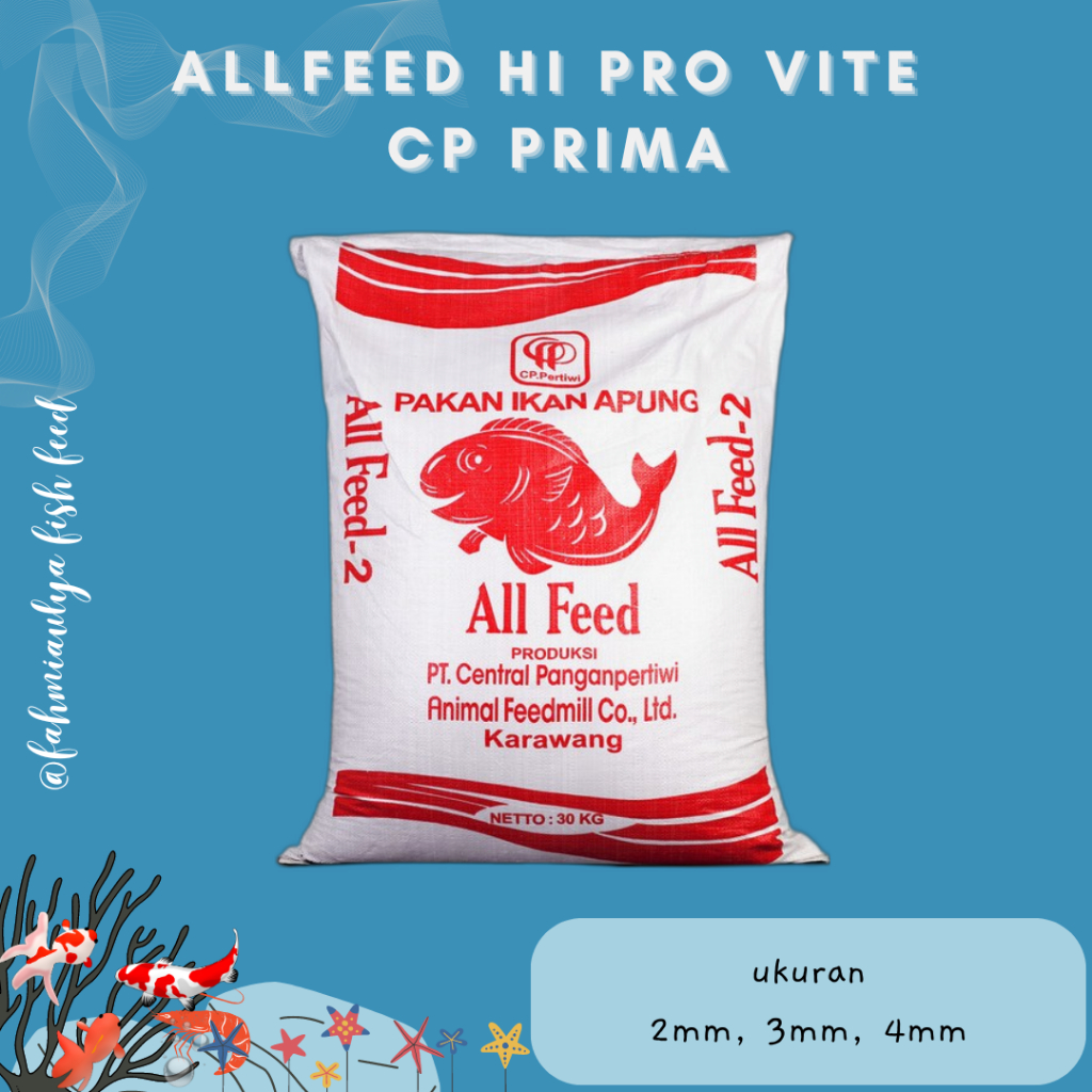 Jual REPACK 1 KG ALL FEED HI PRO VITE CP PRIMA ALLFED 2,3,4 | PELET ALL FEED CPP PAKAN IKAN MAS ...