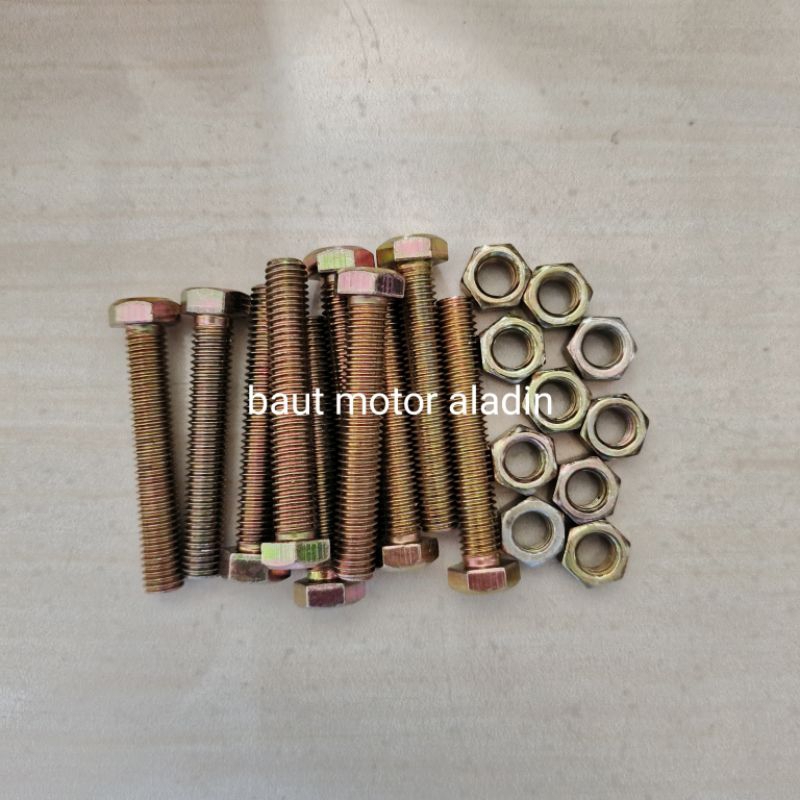 Jual Baut dan Mur 12/M8x50mm Kuning Kunci 12 (10 set) | Shopee Indonesia