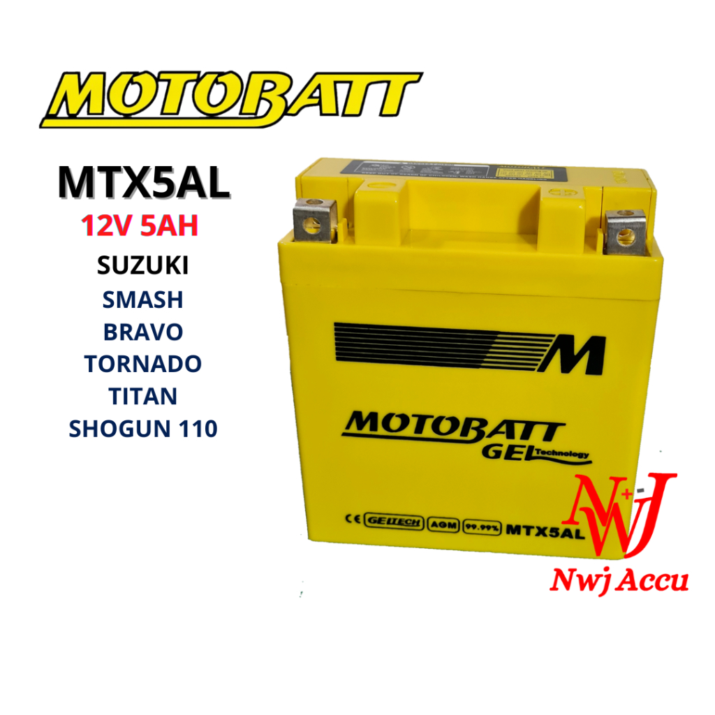 Jual AKI KERING MOTOBATT SHOGUN 110 SMASH BRAVO TORNADO TITAN MTX5AL GM5Z GT6A MF | Shopee Indonesia