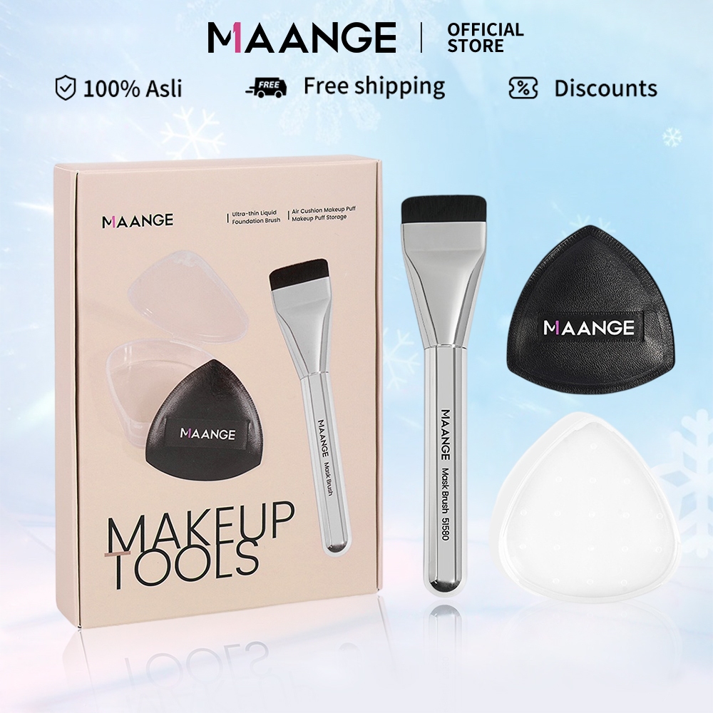 Jual MAANGE Kuas Alas Bedak + Bedak Set Alat Rias Krim Masker Wajah ...