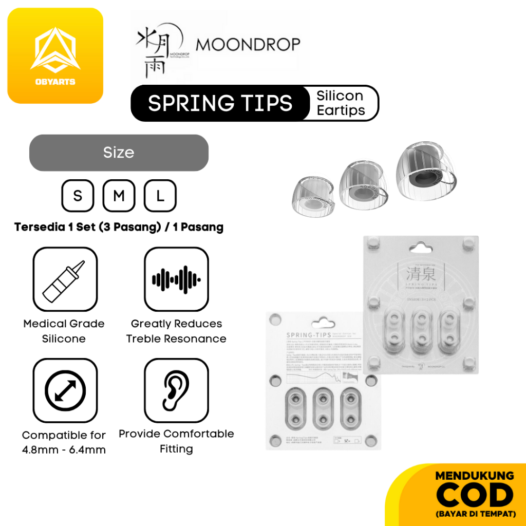 Jual Moondrop Spring Tips Silicone Eartips Replacement Karet Earphone ...