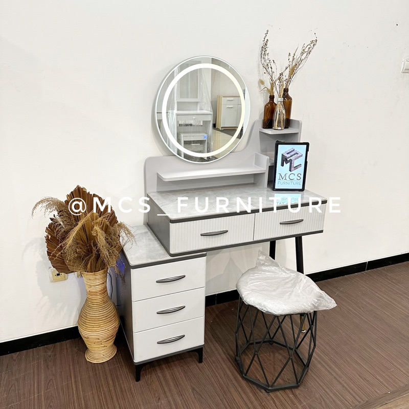 Jual Meja Rias Toalet Vanity Mirror Free Puff LED Touchscreen Marble ...