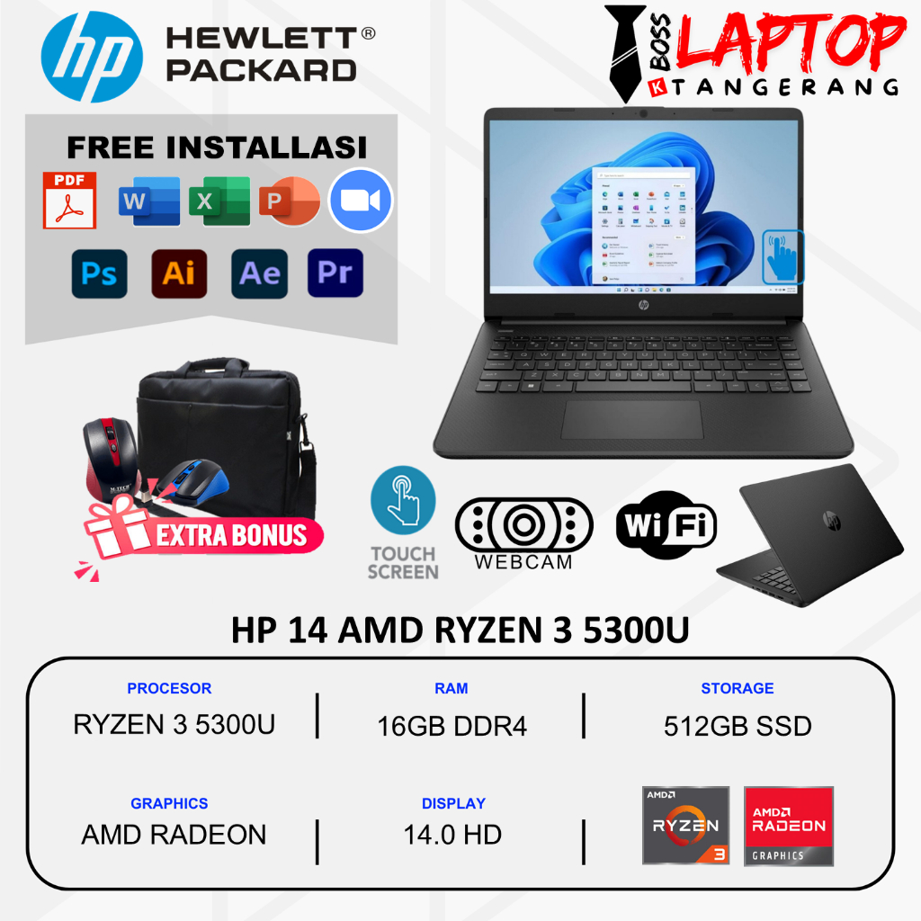 Jual LAPTOP GAMING TERBARU HP 14 RYZEN 3 5300U 16GB 512GB RADEON ...