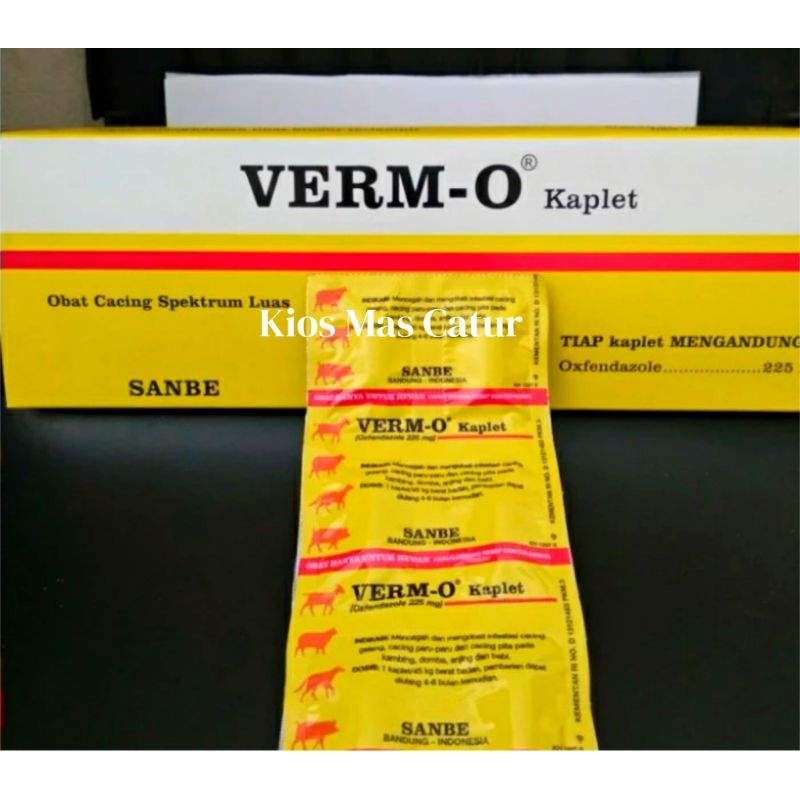 Jual VERM O KAPLET 1 STRIP 10 KAPLET Obat Cacing Kambing domba,Babi ...