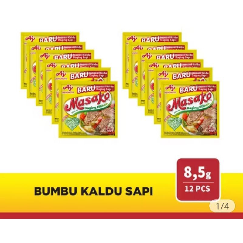 Jual MASAKO Kaldu sapi / ayam 12 pcs × 8,5 gr [HARGA 1 RENTENG ...