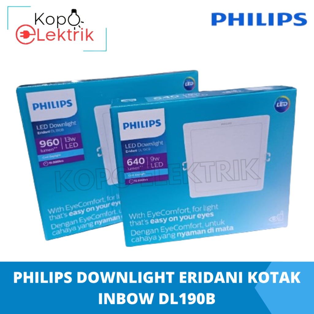 Jual Philips Downlight Eridani Kotak 9w 13w 16w Inbow DL190B Putih | Shopee Indonesia