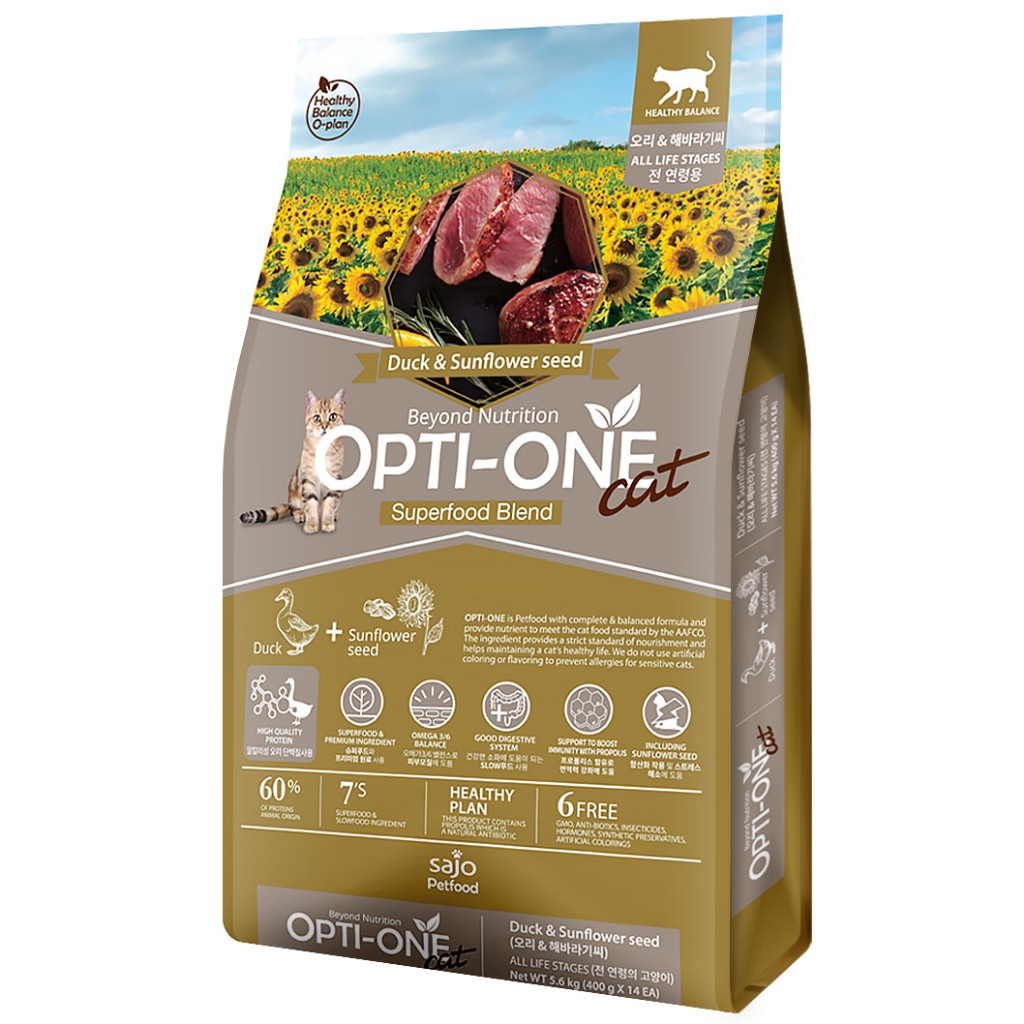 Jual SAJO OPTI-ONE CAT Organic Duck & Sunflower Seed Dry Cat Food 5,6 ...