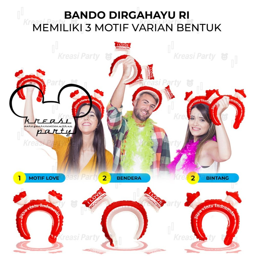 Jual Balon bando i love indonesia / balon foil bando HUT RI / balon ...