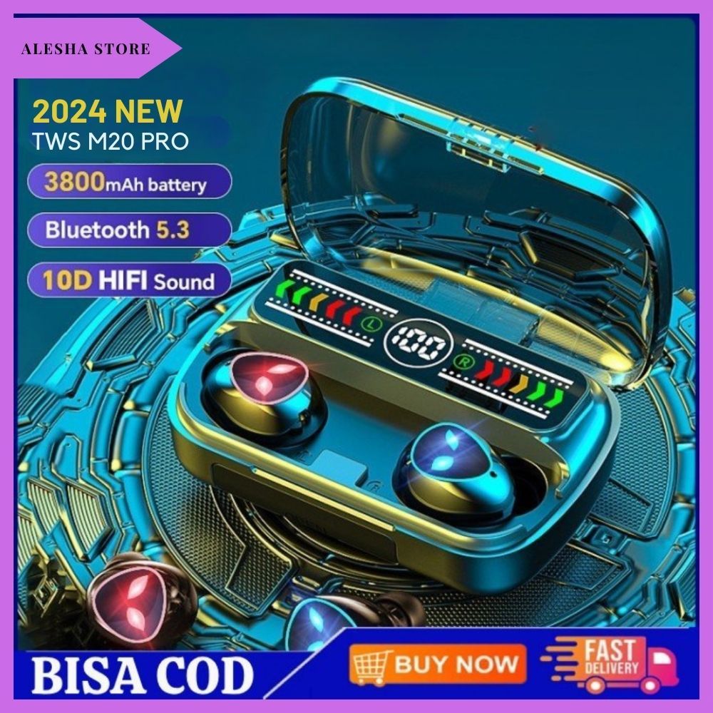 Jual ORIGINAL - TWS M20 Pro Wireless Earphone Bluetooth V5.3 TWS Gaming Headset Powerbank ...