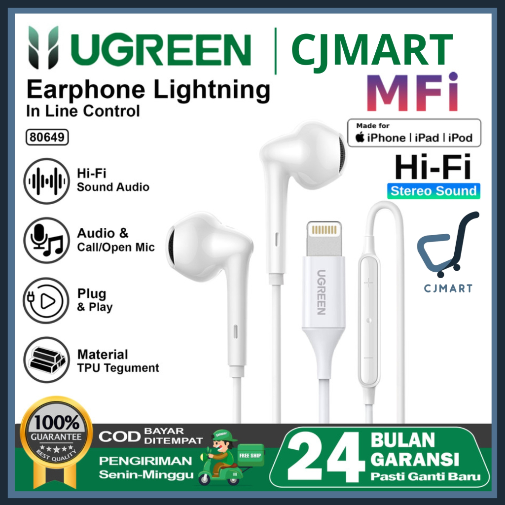 Jual UGREEN Earphone Handsfree Iphone Lightning / Jack 3.5MM / Type C ...