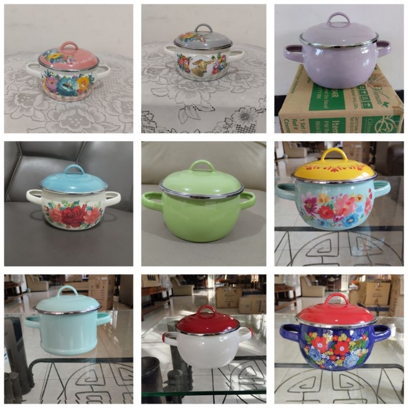 Jual panci enamel 14 cm / panci mini / panci bunga / panci ungu / panci ...