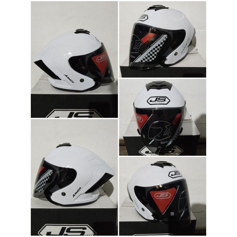Jual Helm js armor warna putih glosy | Shopee Indonesia