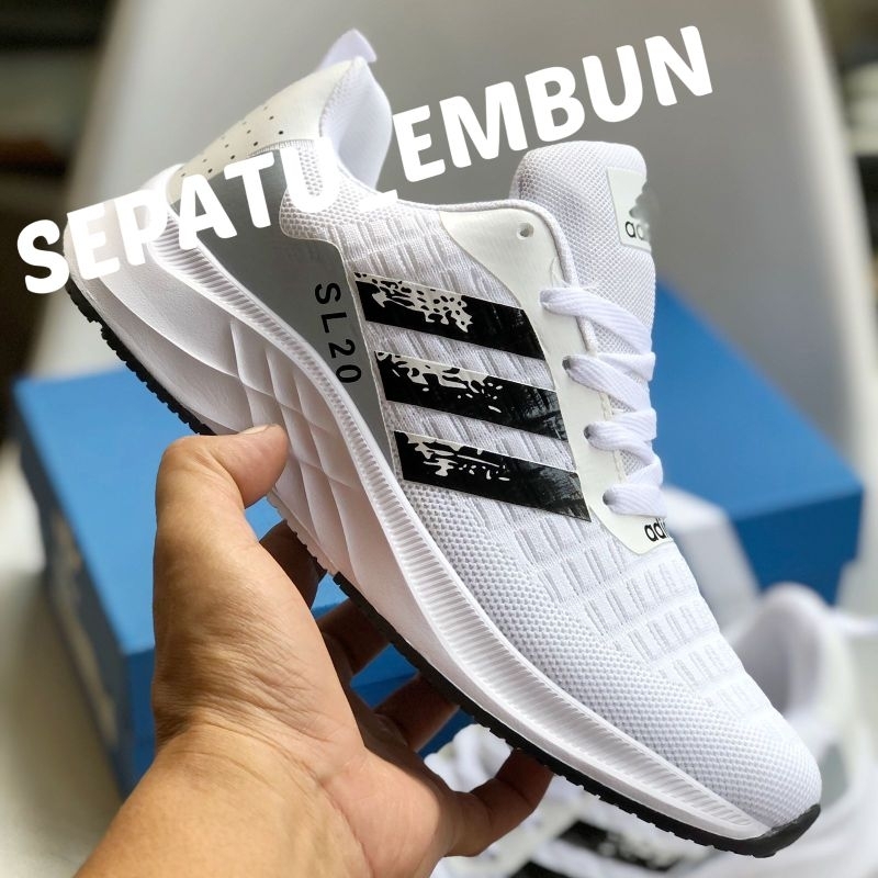 Jual SEPATU RUNING PRIA OLAHRAGA LARI ADS BLACK WHITE RUNNING COWOK ...
